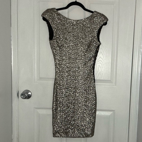 Zara | Dresses | Zara Silver Sequin Low Back Dress | Poshmark